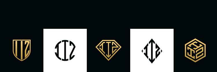 Initial letters iau logo designs bundle Royalty Free Vector