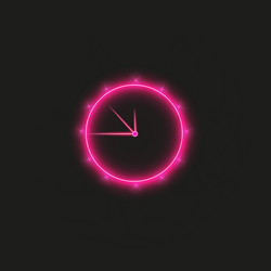 Neon light clock line icon time sign office Vector Image