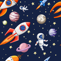 Space hand drawn color seamless pattern Royalty Free Vector