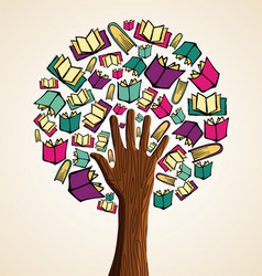 School education tree hand Royalty Free Vector Image