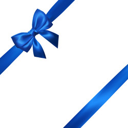 Blank gift card template with blue bow and ribbon Vector Image
