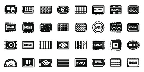 Door mat icons set outline floor office Royalty Free Vector