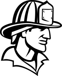 Firefighter in mask sign silhouette Royalty Free Vector