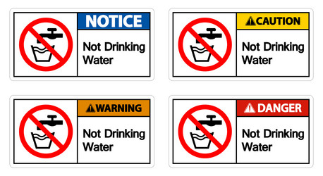Caution not drinking water sign Royalty Free Vector Image