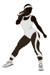Girl in fighting stance front view Royalty Free Vector Image