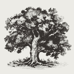 Oak drawing isolated hand drawn engraved style Vector Image