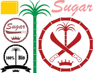 Sugarcane labels sugar manufacturing emblems Vector Image