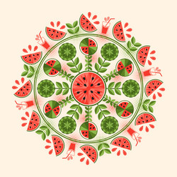 Watermelon patterns in simple geometric style Vector Image