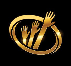 Golden hand print logo Royalty Free Vector Image