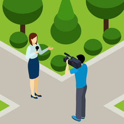 Journalist reporter profession isometric banner Vector Image