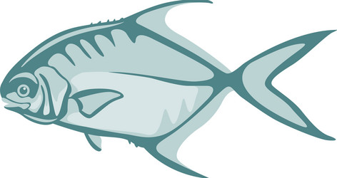 Permit fish flat style side Royalty Free Vector Image