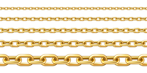 Realistic seamless golden and silver chains Vector Image