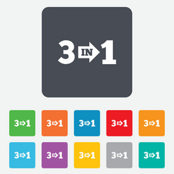 Three in one sign icon 3 in 1 symbol with arrow Vector Image