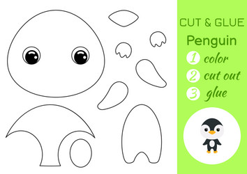 Cut and glue paper little penguin kids crafts Vector Image
