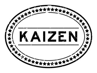 Grunge blue kaizen word oval rubber seal stamp Vector Image