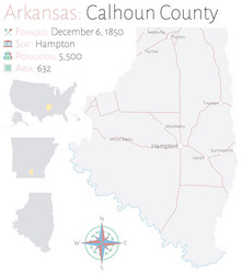 Map of calhoun county in arkansas usa Royalty Free Vector