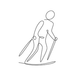 Continuous line drawing ski racer minimalist Vector Image