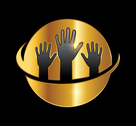 Golden hand print logo Royalty Free Vector Image