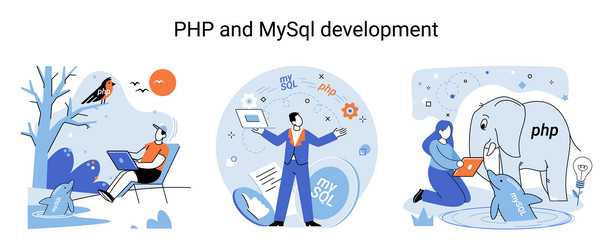 Php and mysql development software website Vector Image Php and mysql development software website Vector Image