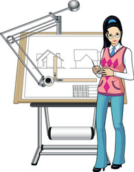 Cartoon architect in office Royalty Free Vector Image