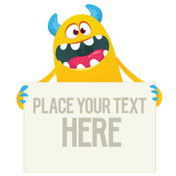 Catoon monster holding blank sign with sample Vector Image