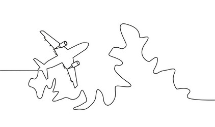 Continuous line drawing jet plane Royalty Free Vector Image