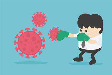 Fight virus cartoon character fighting Royalty Free Vector