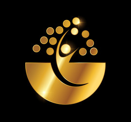 Golden hand print logo Royalty Free Vector Image