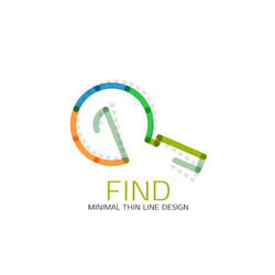Thin line design logo magnifying glass Royalty Free Vector
