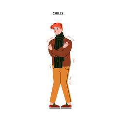 Man got cold taking his temperature flat cartoon Vector Image