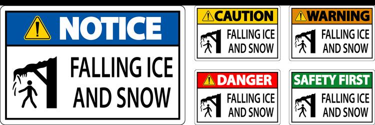 Ice and snow warning sign caution - falling Vector Image