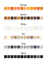 White color shades swatches palette with names Vector Image