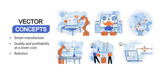 Smart manufacture metaphor with automated Vector Image