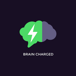 Brain charging template logo Royalty Free Vector Image