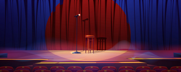 Empty stage ready for stand up show or concert Vector Image
