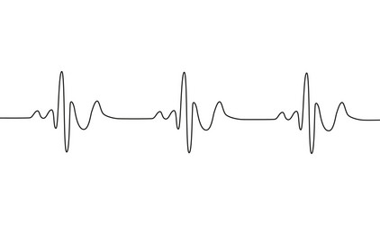 Heart cardiogram continuous one line drawing Vector Image