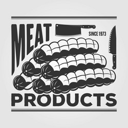 Butcher shop logo design with meat cleaver knife Vector Image