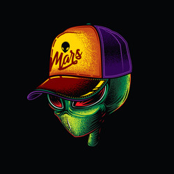 An alien in a cap Royalty Free Vector Image - VectorStock