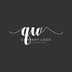 Initial qw handwriting logo with circle template Vector Image