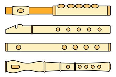 Music flute icon set neon Royalty Free Vector Image