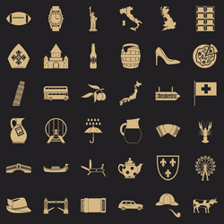Statue icons set simple style Royalty Free Vector Image