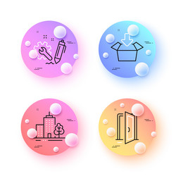 Delivery parking and get box minimal line icons Vector Image