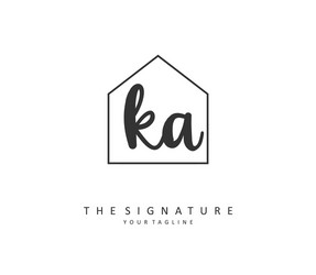 K a ka initial letter handwriting and signature Vector Image