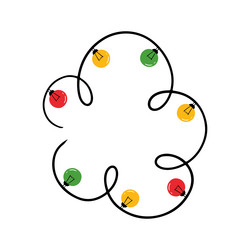 Tangled wires garland with golden lights frame Vector Image