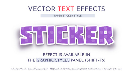 Stickers - editable text effect font style Vector Image