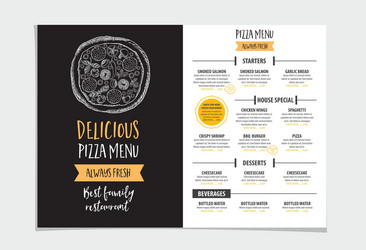 Creative menu design template for restaurant Vector Image