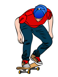 Skateboarder doing a jumping trick low poly Vector Image