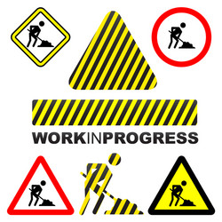 Work in progress yellow warning Royalty Free Vector Image