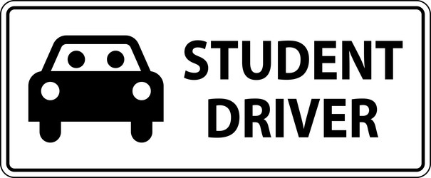 Caution sign student driver Royalty Free Vector Image