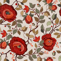 Colorful floral pattern wallpaper with big Vector Image